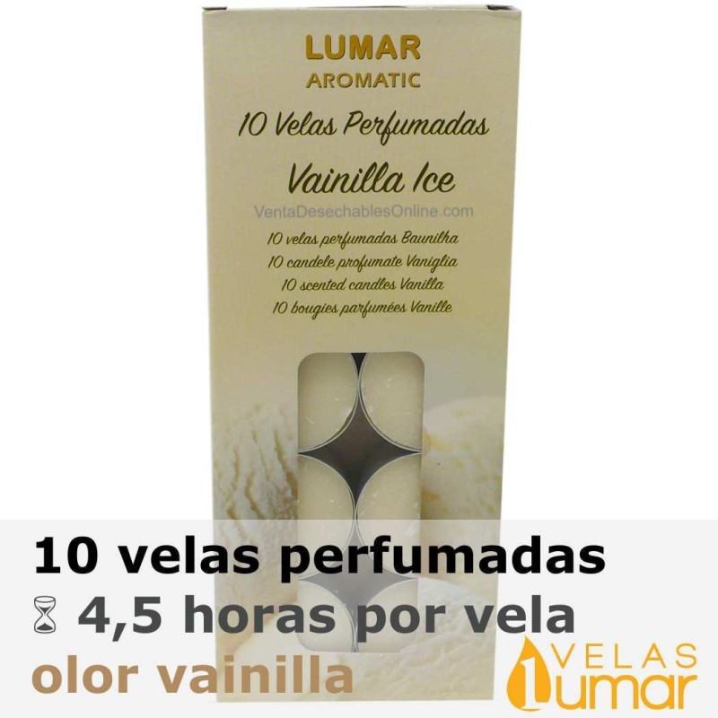 velas con olor a Vainilla. 10 velas lumar.
